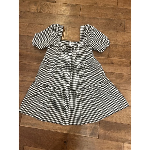 Zara | Dresses | Zara Eu Xs Black White Gingham Tiered Mini Dress ...